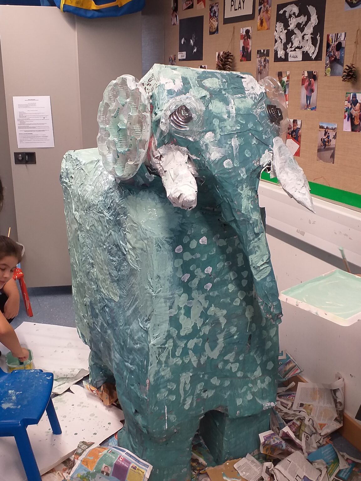 Recycled elephant using junk and scraps. | CrazeeKidsArt.com