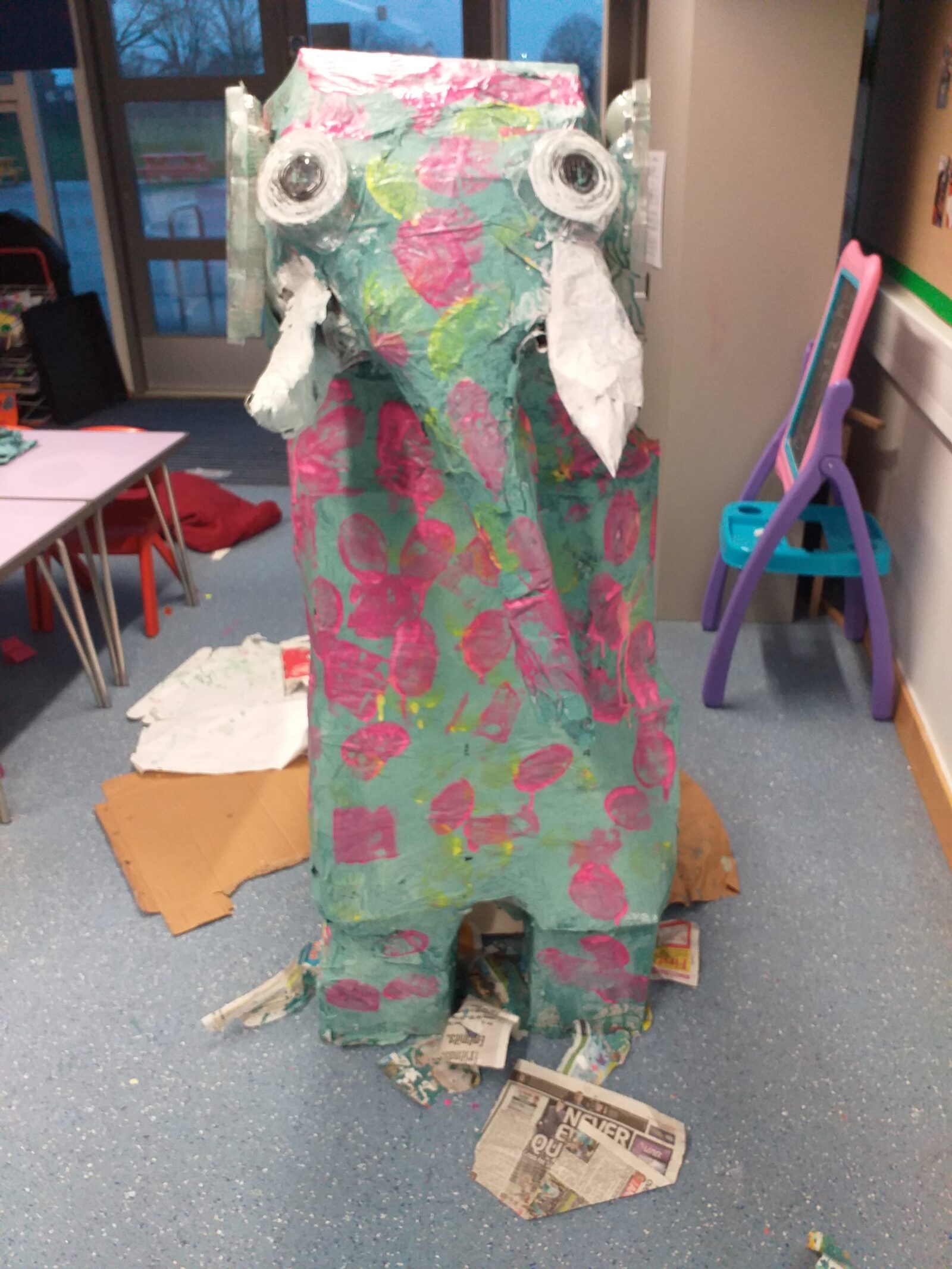 Recycled elephant using junk and scraps. | CrazeeKidsArt.com