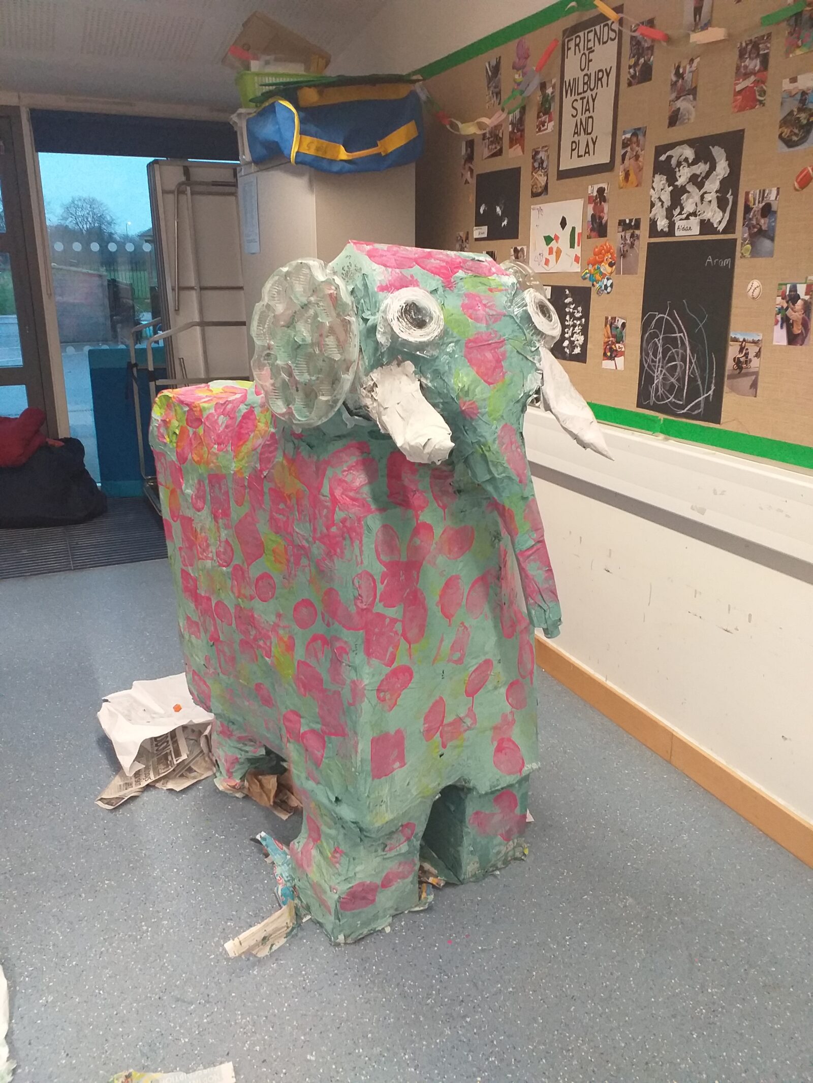 Recycled elephant using junk and scraps. | CrazeeKidsArt.com