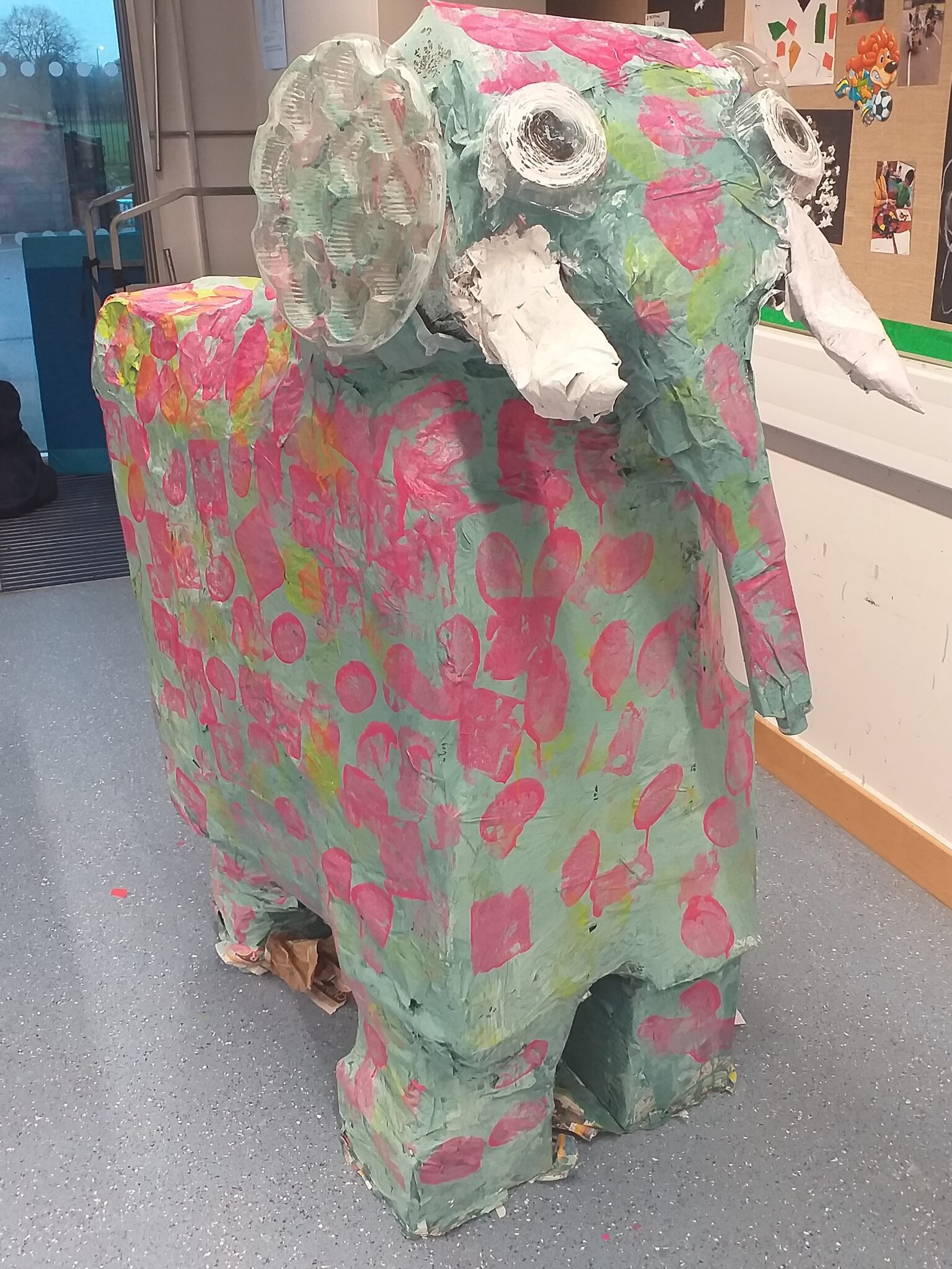 Recycled elephant using junk and scraps. | CrazeeKidsArt.com