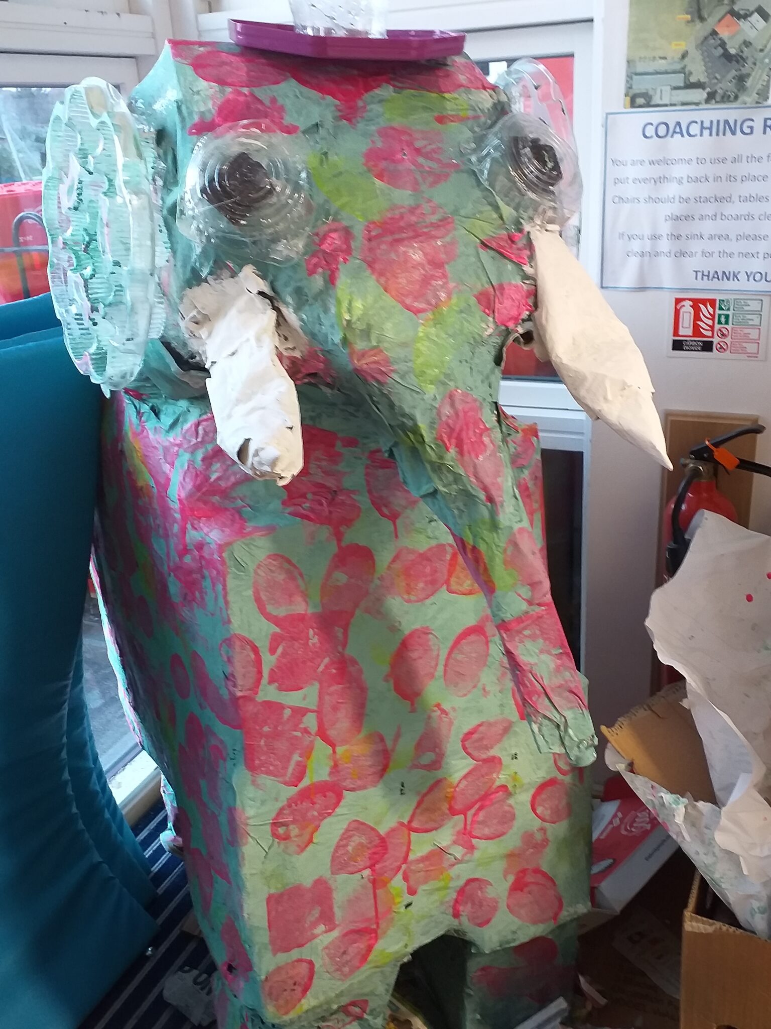 Recycled elephant using junk and scraps. | CrazeeKidsArt.com