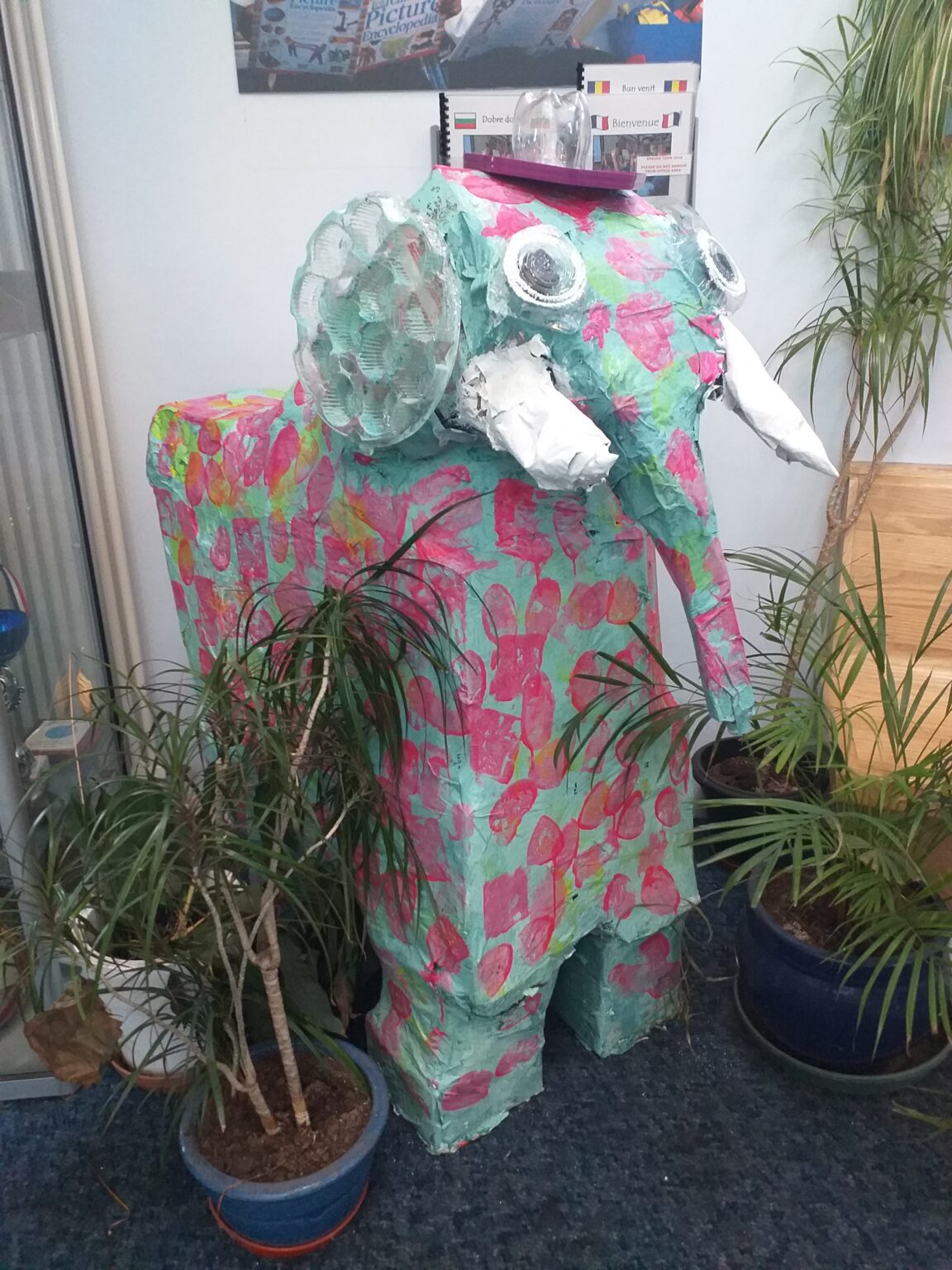 Recycled elephant using junk and scraps. | CrazeeKidsArt.com